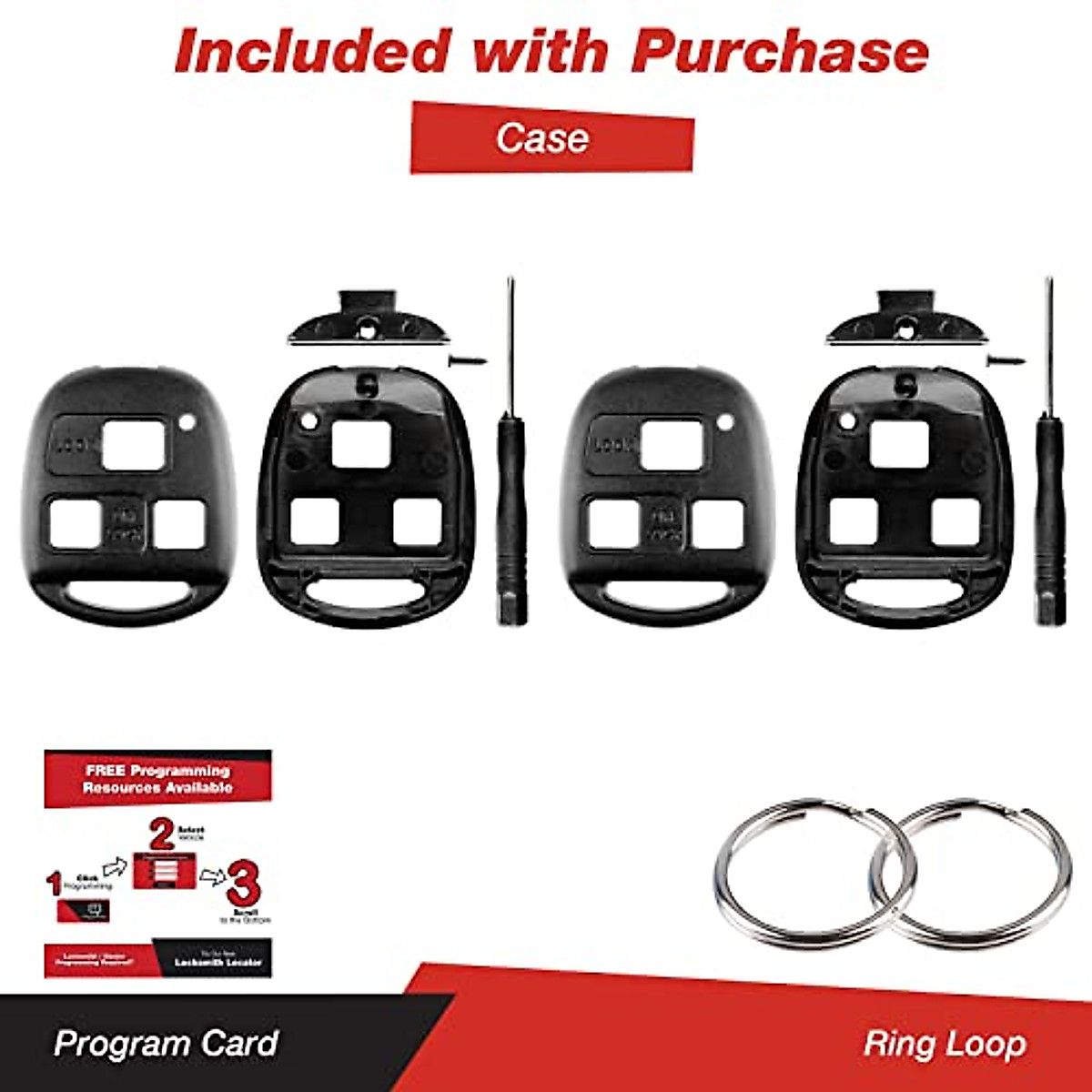 KeylessOption Keyless Entry Remote Key Blade Fob Shell Case Cover Repair for Toyota HYQ12BBT HYQ1512V (Pack of 2)