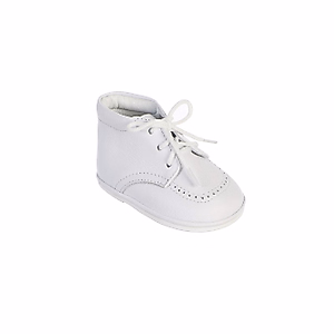 Boy's Leather High Top Lace-Up Baptism Special Occasion Shoes - U-Tip Cutout on Toe 1
