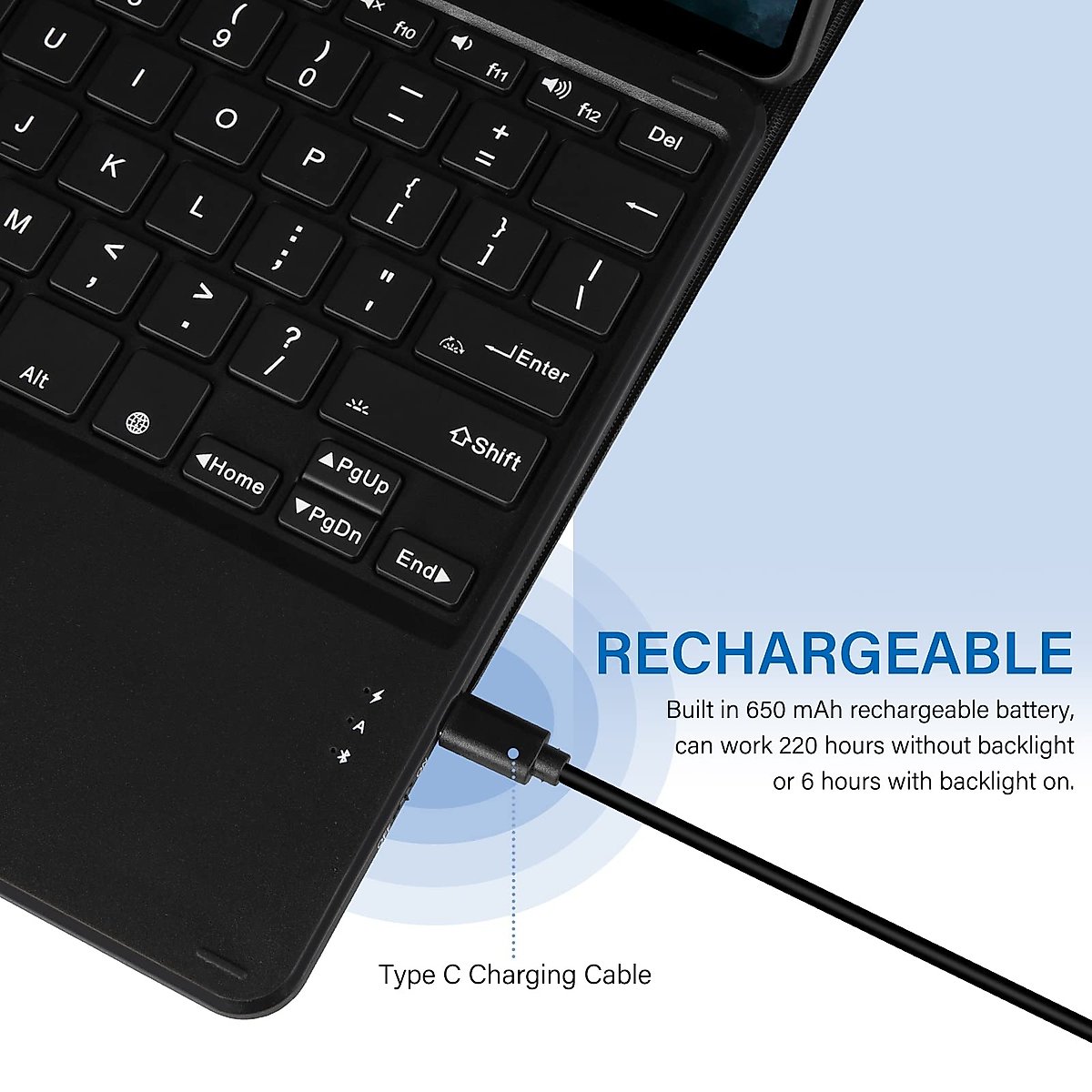 Keyboard Case with Touchpad Backlit Compatible with Surface Pro X 13-Inch, Case with Detachable Bluetooth Keyboard US Layout and Trackpad for Surface Pro X 13-Inch, Black