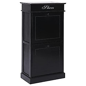 Maximize Closet Space with Minimalist Shoe Storage Organizer - Clever Tilting Compartments Paulownia Wood Top 19.7 x 11 x 38.6 - Stylish Shelving Unit for Home Decor and Furniture