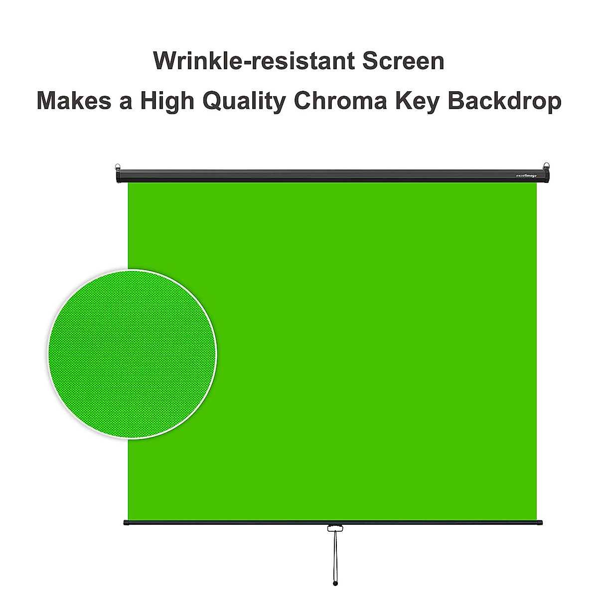 excelimage Pull-Down Green Screen Backdrop, 79”x75” Auto-Locking Chroma Key Panel with Wrinkle-Resistant Green Fabric for YouTube Videos, Music Videos, Photography, TIK Tok, or Gaming (Black)
