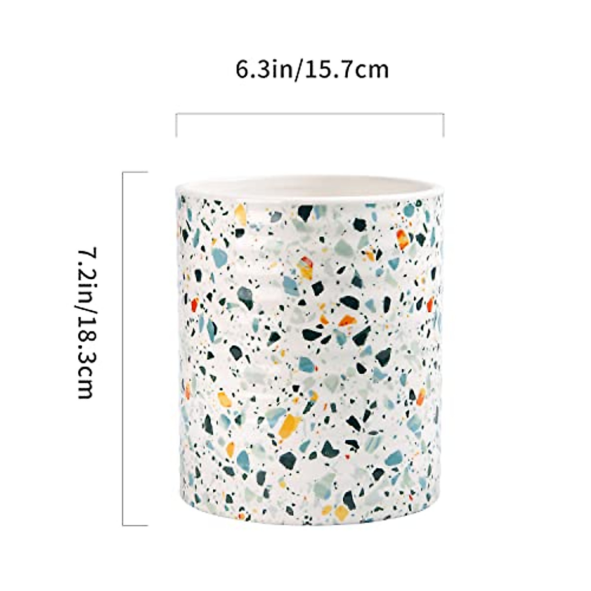 LEAZUL Kitchen Utensil Holder,7.2″Extra Large Stable Terrazzo Marble Pattern Ceramic Utensil Crock,Utensil Organizer for Countertop,Kitchen Decor,Utensil Holder for Housewarming,Wedding Gift Blue
