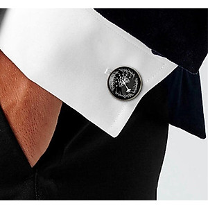 Kooer White Tree Cufflinks Personalized Tree of Life Christmas Wedding Cuff Links Gifts For Men Father Dad Husband Groom (Silver cuff links)