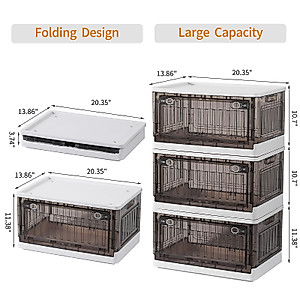 Anysig Closet Organizers and Storage - Stackable Collapsible Storage Bins 13 Gal, Storage Bins with Lids and Wheels: Foldable Box Storage Containers for Home, Dorm Room Essentials (3 Pack)