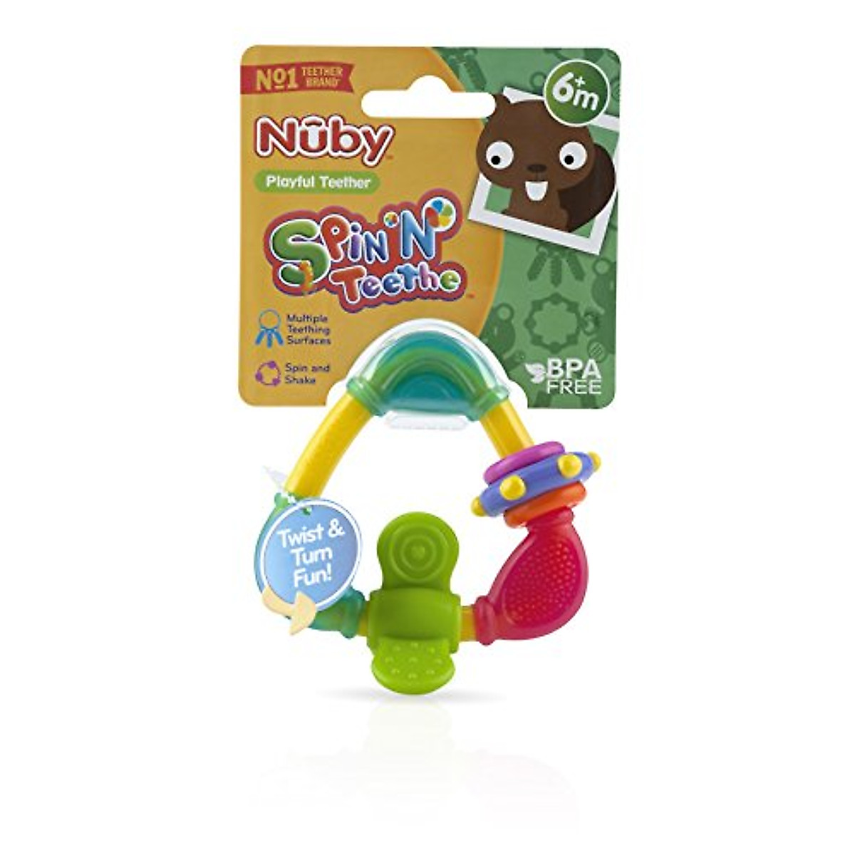 Nuby Spin N' Teethe Teether, Colors May Vary