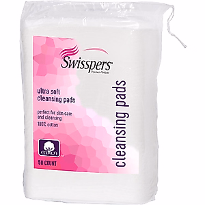 Swisspers Premium Ultra Soft Facial Cleansing Cotton Pads 50 ea (Pack of 4)