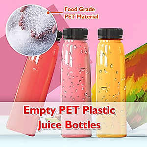 Holotap 54 Pack 7OZ Plastic Bottles with Caps, Empty PET Disposable Plastic Juice Bottles Bulk for Liquids with Black Tamper Evident Lids (7 OZ, Black)