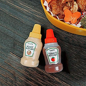 Mini Ketchup Bottles,2pcs Mini Condiment Squeeze Bottles Small Sauce Container Cute Squirt Honey Salad Dressing Container