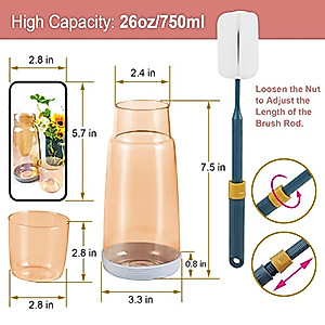 LYSTAR Bedside Water Carafe and Glass Set, Night Glass Water Pitcher Set with Silicone Coaster for Bedroom and Guest Room, Glass Mouthwash Decanter for Bathroom (26oz/750ml)