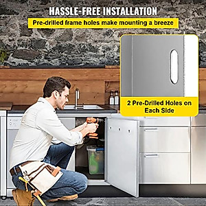 Mophorn BBQ Access Door 17W x 24H Inch, Vertical Single BBQ Door Stainless Steel, Outdoor Kitchen Doors for BBQ Island, Grill Station, Outdoor Cabinet