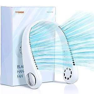 TORRAS L2 Portable Neck Fan Rechargeable【2023】Lightweight 8oz Bladeless Neck Fans for Women/Men/Kids Last 8H, Wearable Personal Neck Fan Quiet, Leafless, Neck Air Conditioner Battery Powered, 3 Speeds