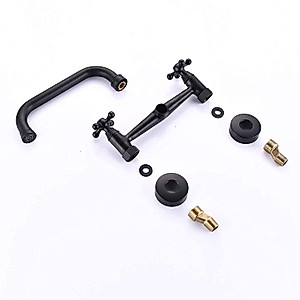Matte Black Wall Mounted Bathroom Rainfall Shower Faucet System Set Mixer 8’’ Round Head 2 Cross Handles Bathtub Hand Spray Kitchen Faucet 8’’ Center 9’’ Spout Reach 2 Cross Handle Kitchen Sink Faucet