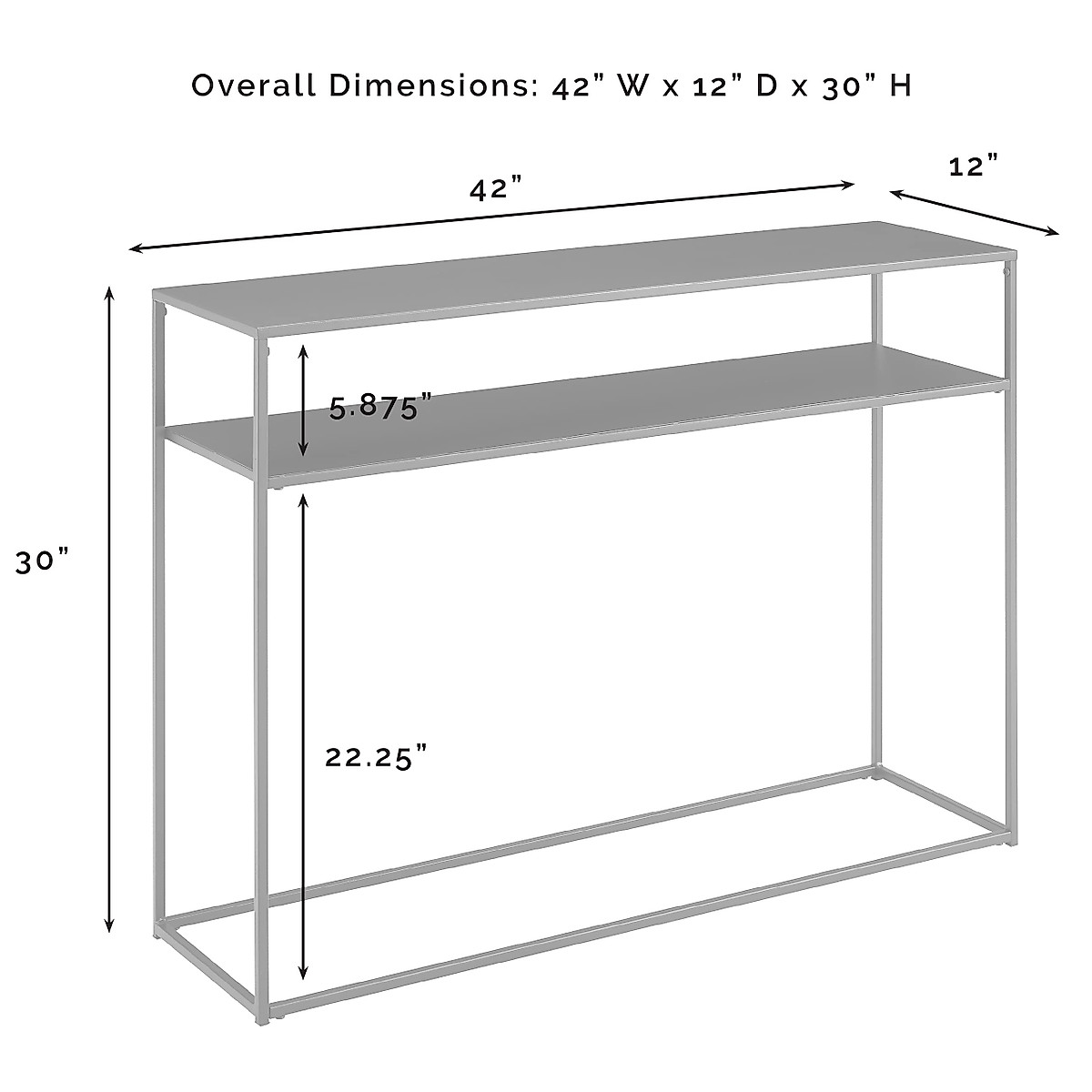 Crosley Furniture Braxton Sofa Console Table with Storage Shelf for Hall, Entryway, or Living Room, Matte Black
