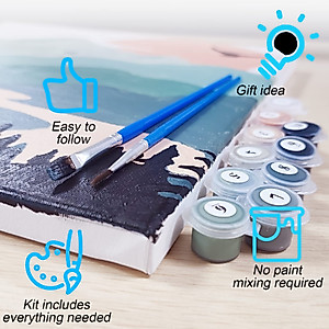 Paint by Number for Adults 12 * 12inch Landscape Elk Paint Numbers Kit with Frame Paint by Number for Adults Beginner Acrylic Paint Kits for Adults Home Wall Decor Desktop Decoration