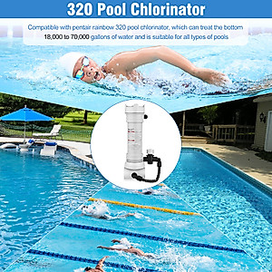 Upgraded 320 Pool Automatic Chlorine/Bromine Inline Feeder Compatible with Rainbow 320 Chlorinator, R171096 Feeder with Complete Accessories, One Year Warranty