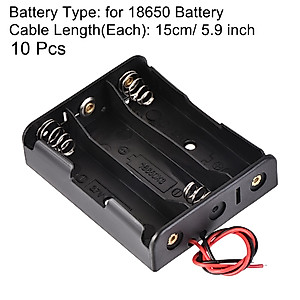 uxcell Battery Case Storage Box 3 Slots x 3.7V 2-Wire Lead for 3 x 18650 Battery 10 Pcs