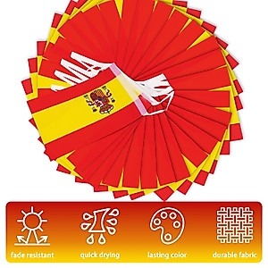 Spain String Flag Pennant Banner, Small Mini Spanish Flags Bunting Banner, National Country Decoration for School, Party, Sports Events, Patriotic Festival, 33 Feet 30 Flags