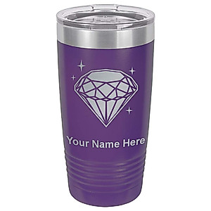 LaserGram 20oz Vacuum Insulated Tumbler Mug, Diamond, Personalized Engraving Included (Dark Purple)