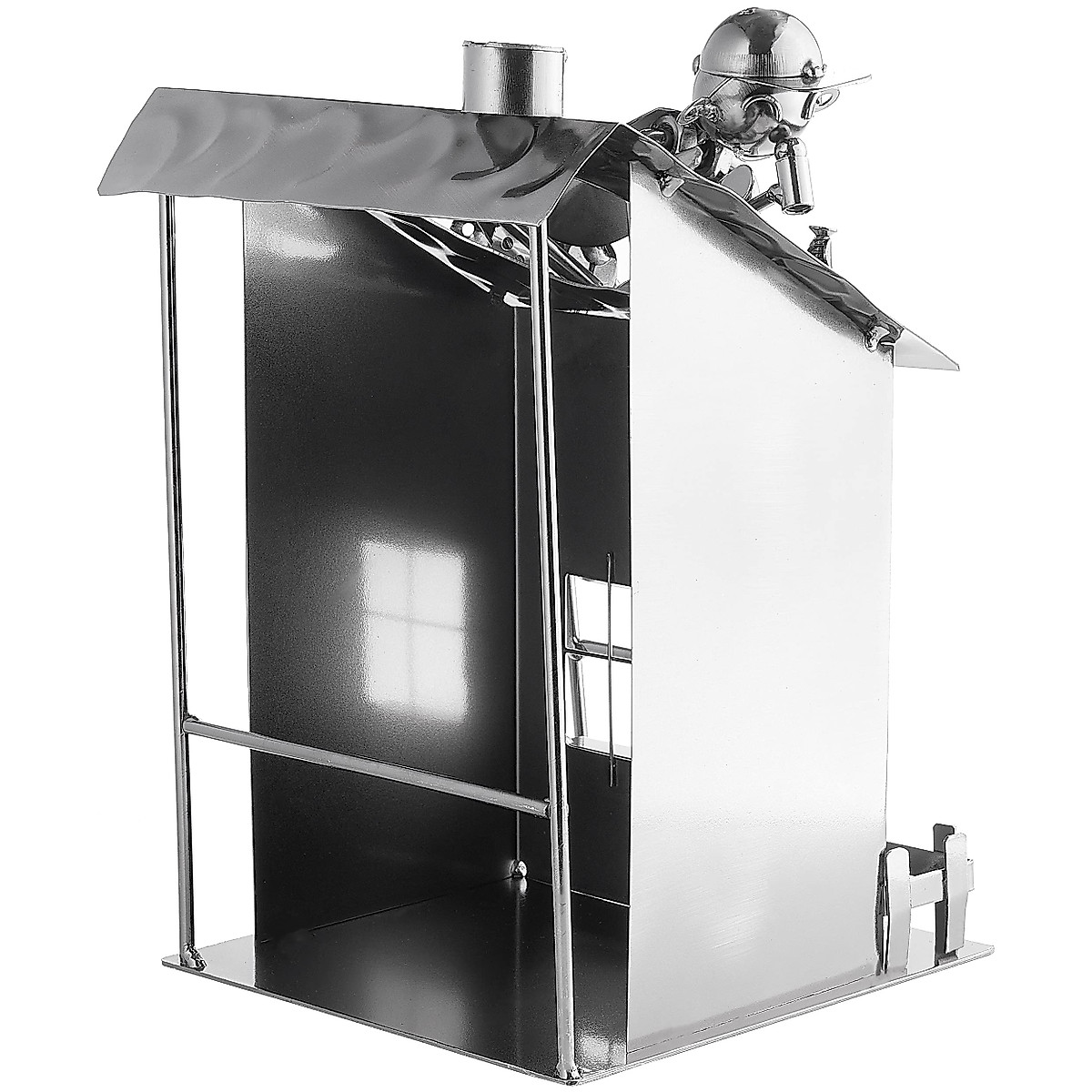 BRUBAKER Wine Bottle Holder 'Home Sweet Home' - Table Top Metal Sculpture - with Greeting Card