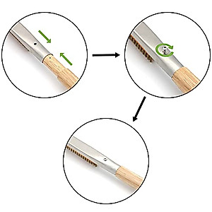 Mauncode 21 Inch Pizza Stone Brush with Scraper - Perfect Cleaning Tool for Outdoor Portable Pizza Oven, with Wood Handle & Brass Bristles