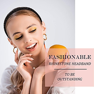 Crystal Rhinestone Beaded Headbands - 4 Pieces Shiny Non-Slip Bling Hair Accessories for Women and Girls (Purple, Black, Champagne, Navy Blue, 1.2 cm/ 0.5 Inch)