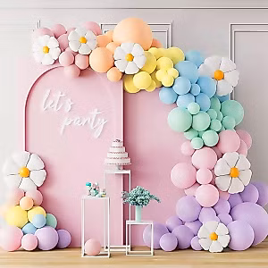Daisy Balloon Garland Arch Kit, 160 Pcs Pastel Balloon Garland Kit with Groovy Daisy Flower Macaron Balloon Arch Kit for Baby Shower Girls Birthday Wedding Decoration