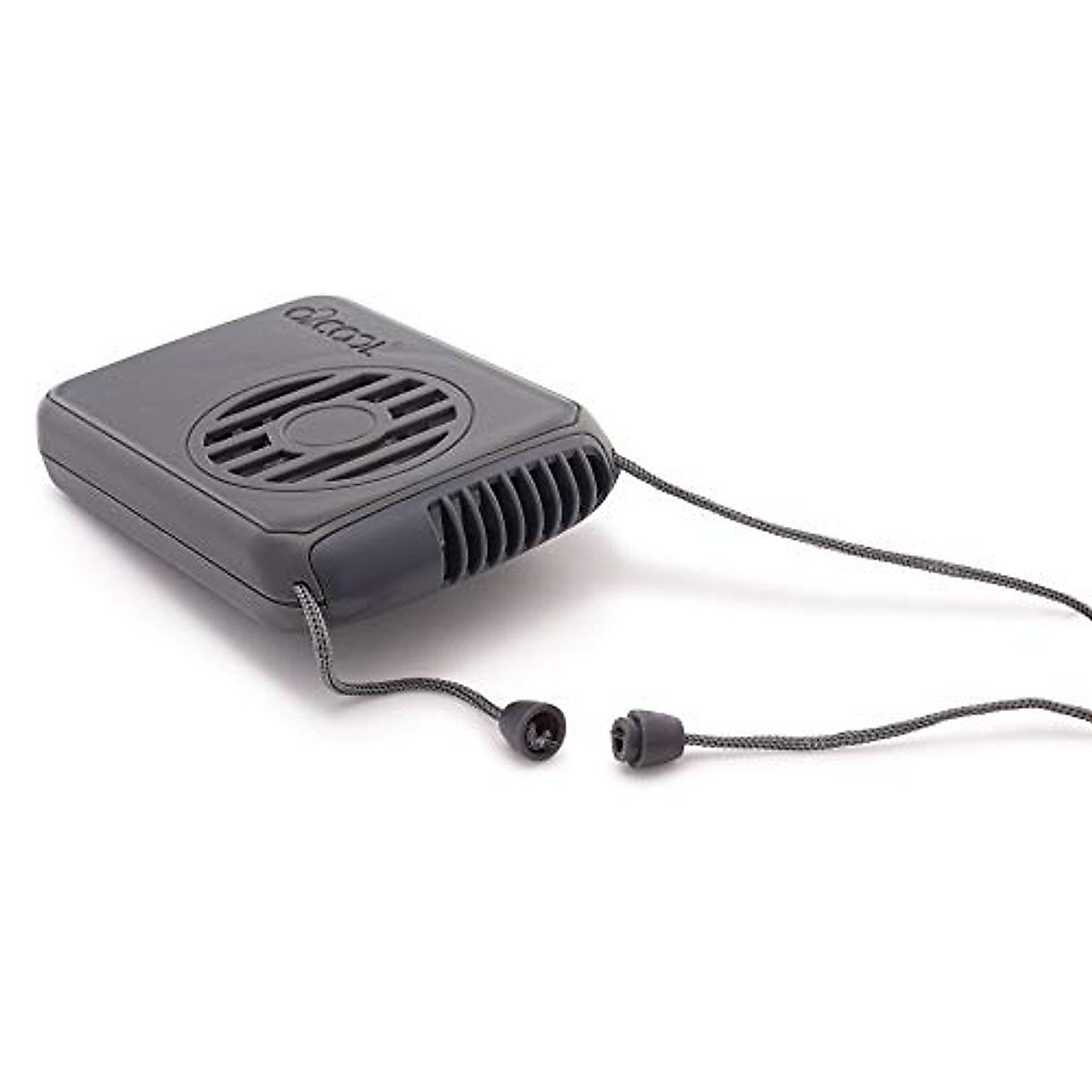 O2COOL Rechargeable Necklace Fan - Portable Hanging Neck Fan with Adjustable Lanyard - 3 Speed Vertical Air Flow – Micro USB Charging Cable Included (Grey)