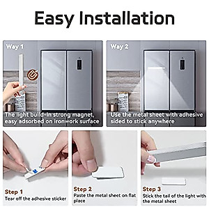 HOLYTALK 3 Pack Motion Sensor Light Indoor,10 LED Under Cabinet Lights Wireless,Rechargeable Under Cabinet Lighting,Stick Anywhere Magnetic Closet Lights,Night Light for Counter,Stairs