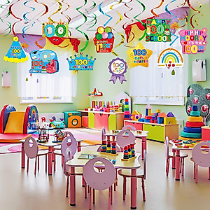100 Days of School Hanging Swirls Happy 100 Days of Kindergarten School Foil Swirls Ceiling Hanging Decorations for Kids 30Pcs