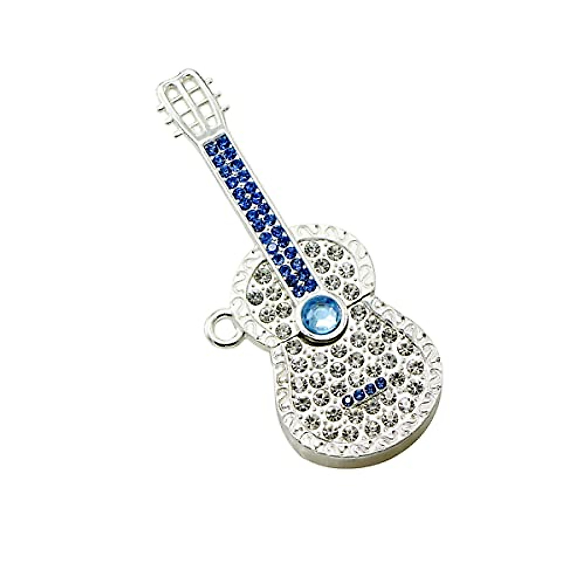 Civetman 64GB Crystal Guitar Style USB2.0 Flash Drives Cute Memory Stick Thumb with Necklace - Blue