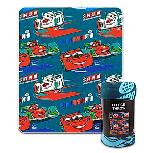 Disney Pixar Cars Blanket Set - Bundle with 45x60 Lightning McQueen Blanket, Disney Cars Reusable Tote, Stickers, More | Bed Sheets, Room Decor for Boys