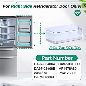 Upgraded DA97-08406A, DA97-08406B/C Refrigerator Door Bin Shelf Replacement for samsung RF4287/RF4289 Right Side Door, Replace AP4578480, 2051375, PS4175803, EAP4175803, DA63-05392B/A, DA63-05391