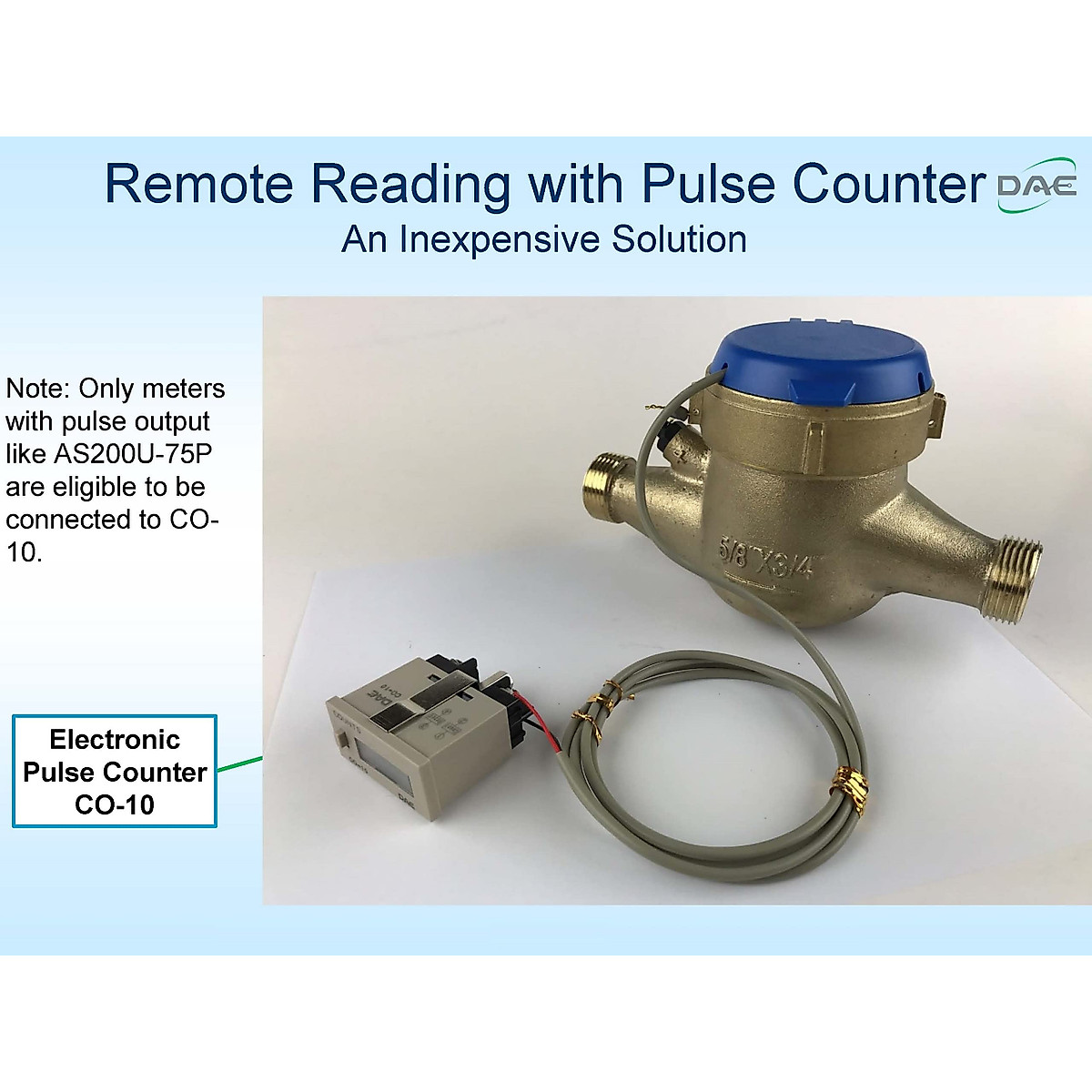 DAE MJ-75 Non Lead Potable Water Meter, 3/4" NPT Couplings, Pulse Output, Gallon