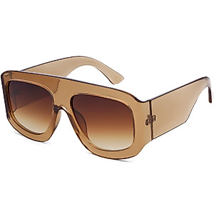 Haqptul Oversized Trendy Square Aviator Sunglasses for Women Men Big Designer Inspired Flat Top Sun Glasses