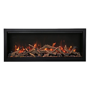 Amantii SYM-50-XT-BESPOKE Symmetry Extra Tall Bespoke 50-inch Indoor/Outdoor Electric Fireplace with Remote, Trim, Drift Log Media, and WiFi/Bluetooth Speaker