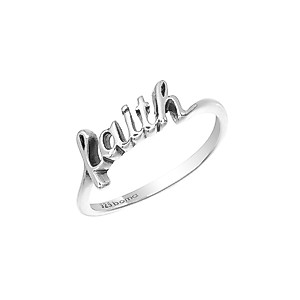 Boma Jewelry Sterling Silver Faith Script Ring, Size 7