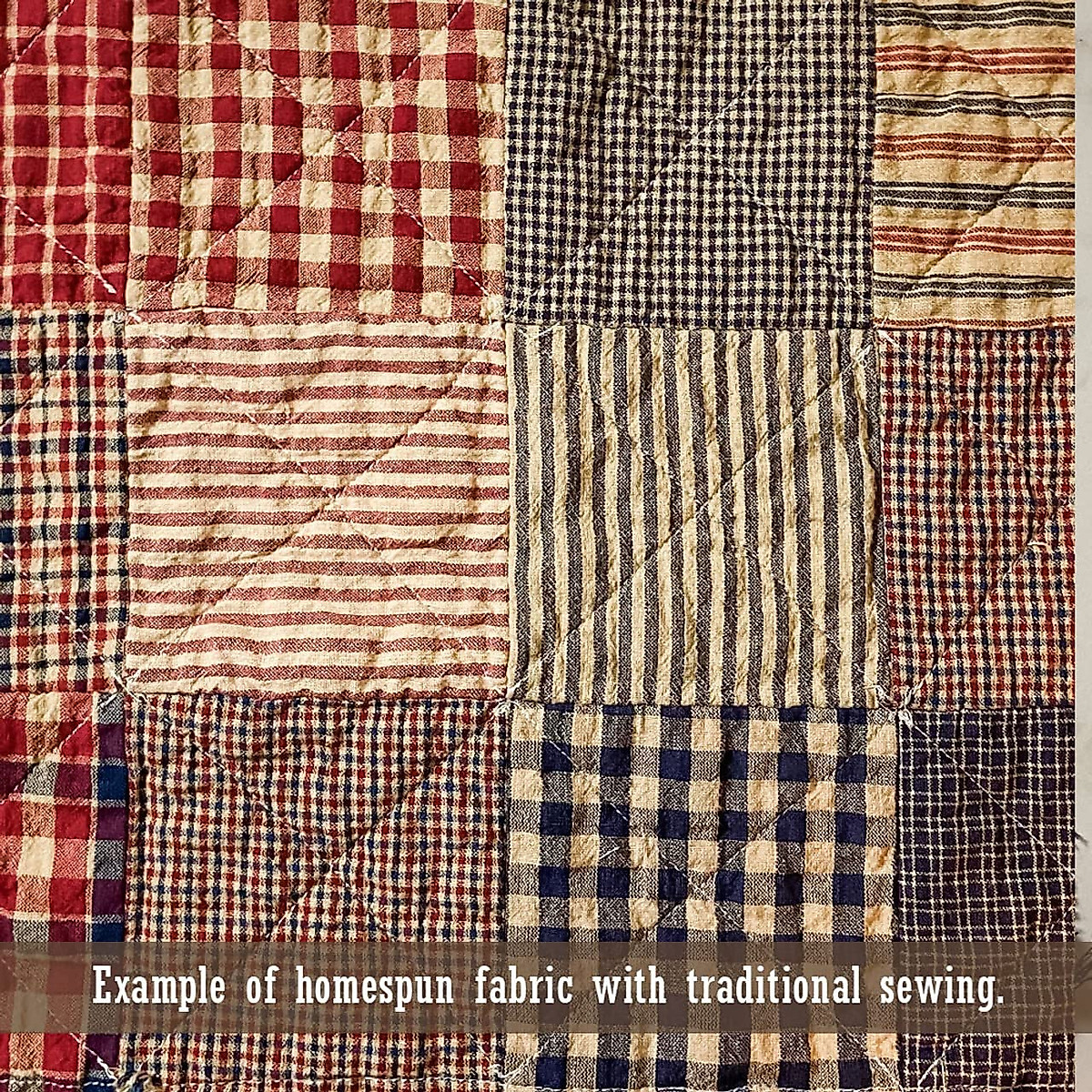 Americana Navy Blue Stripe Homespun Cotton Fabric by JCS - Sold by The Yard