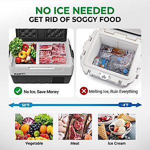 F40C4TMP 12 Volt Portable Refrigerator, 37 Quart Dual Zone Car Freezer With Independent Temperature Control, -4℉ to 50℉, 35L Compressor Fridge For Camping, Travel, Road Trip, Vehicle, Car, Truck, Van, RV, Outdoor and Home, 12V/24V DC & 110V AC