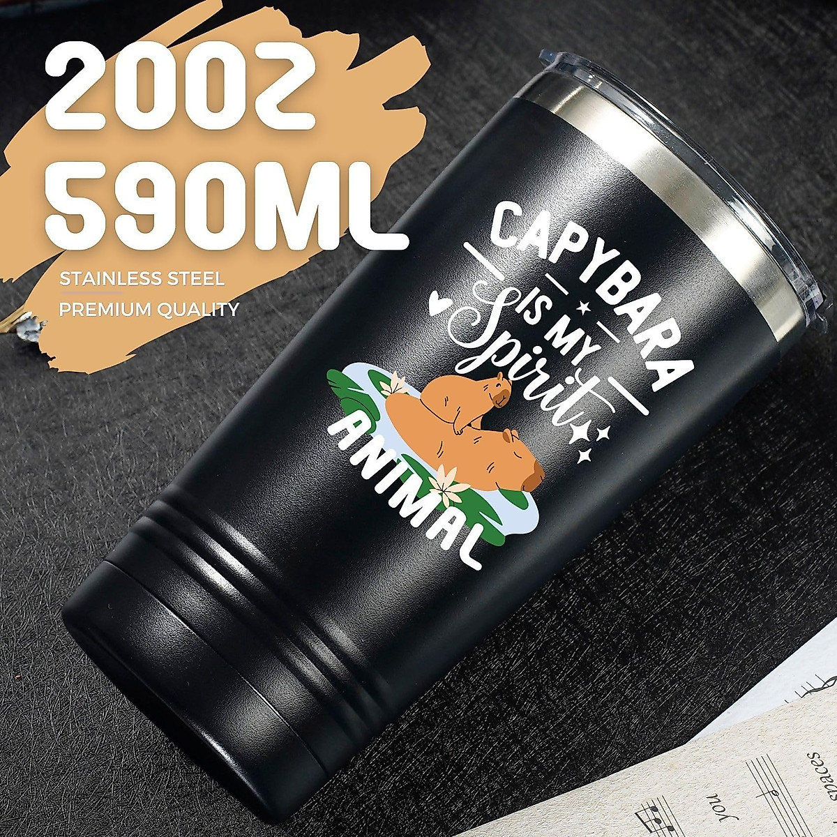Capybara Is My Spirit Animal - Onebttle Stainless Steel Tumbler 20OZ Black - Gifts for Girls, Women, Capybara Lovers