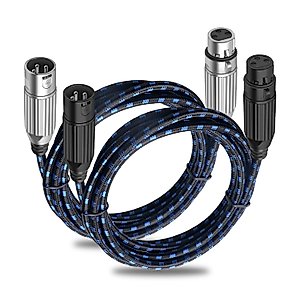 DREMAKE Professional Audio Mic AMP Cable Cords - XLR 3 Pin Male to XLR 3 Pin Female Braided Cables - 20' Balanced Snake Patch Cord for Powered Speakers, Live Sound & Performance, Mixers - 2 Pack