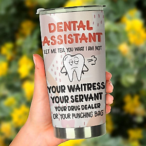 MEDROC Dental Assistant Tumbler - Stainless Steel 20oz, Funny Dental Accessories For Birthday, Christmas, Appreciation Week Gifts For Women, Men Coffee Cups (TBDA02)