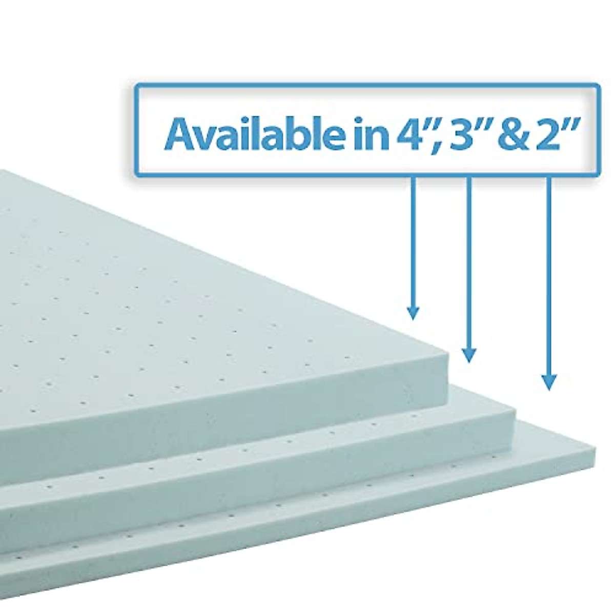 Nestl Bedding Mattress Topper, 2 Inch Memory Foam Topper, Gel Infused Memory Foam Mattress Topper, Ventilated Design Mattress Pad, Queen, Blue