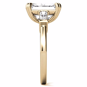 10K Solid Yellow Gold Handmade Engagement Rings 3.0 CT Emerald Cut Moissanite Diamond Solitaire Wedding/Bridal Ring Set for Women/Her Propose Ring Set (7)