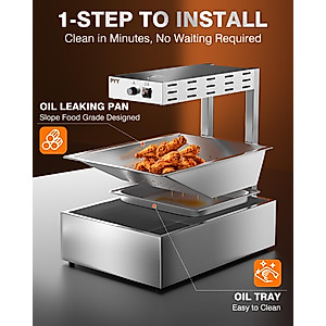 PYY French Fry Warmer Commercial Food Heat Lamp - 500W Food Warmer Light Free-Standing Warming Dump Station 5L Countertop Fries Food Warmer for Chips Churros Buffet Kitchen Restaurants