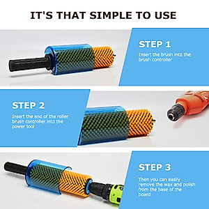 XCMAN Snowboard Nylon Roto Brush for Waxing Fits 10mm Hex Shaft 200mm Length (Roto Soft Nylon Brush)