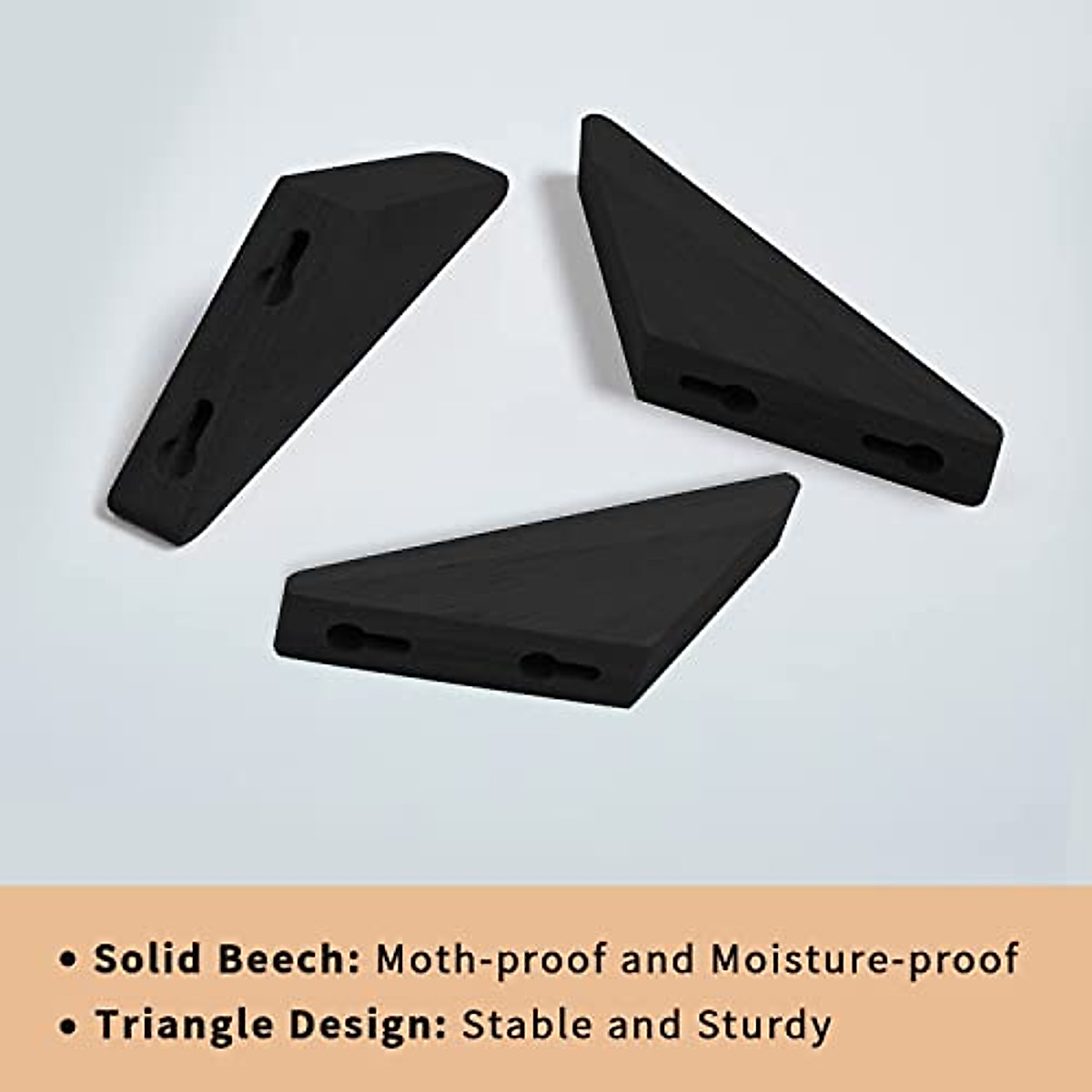 BIGLUFU Wooden Coat Hooks, 6 Packs Natural Wooden Coat Racks, Wall Mounted Single Wall Wood Hook Rack, Minimalist Heavy Duty Robe Hook Hat Rack Black