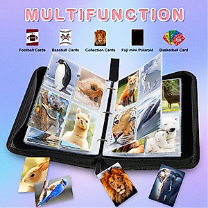 IDJWVU Trading Card Binder, 4-Pocket Card Collection Binder Book Holder Album for PTCG Game Cards with 50 Removeable Sleeves, 400 Pockets Fit 400 Game Cards, Holiday Gifts for Kids Adults