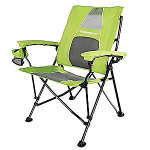 STRONGBACK Elite 2.0 Adult Camping Chair with Lumbar Support and Carry Bag, Lime Green/Grey
