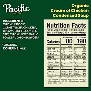 Pacific Foods Organic Cream of Chicken Condensed Soup, 10.5oz (Pack of 12)