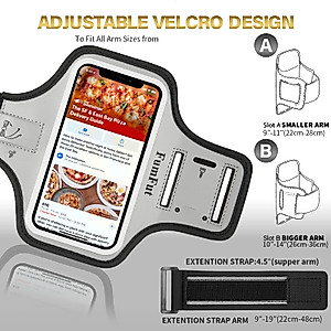 FumFut Water Resistant Cell Phone Armband Case Running Holder for iPhone Pro Max Plus Mini SE(12/11/X/XS/XR/8/7/6/5)Galaxy S Ultra Plus Lite Edge Note (21/20/10/9/8/7/6/5) Adjustable Strap Pocket Key